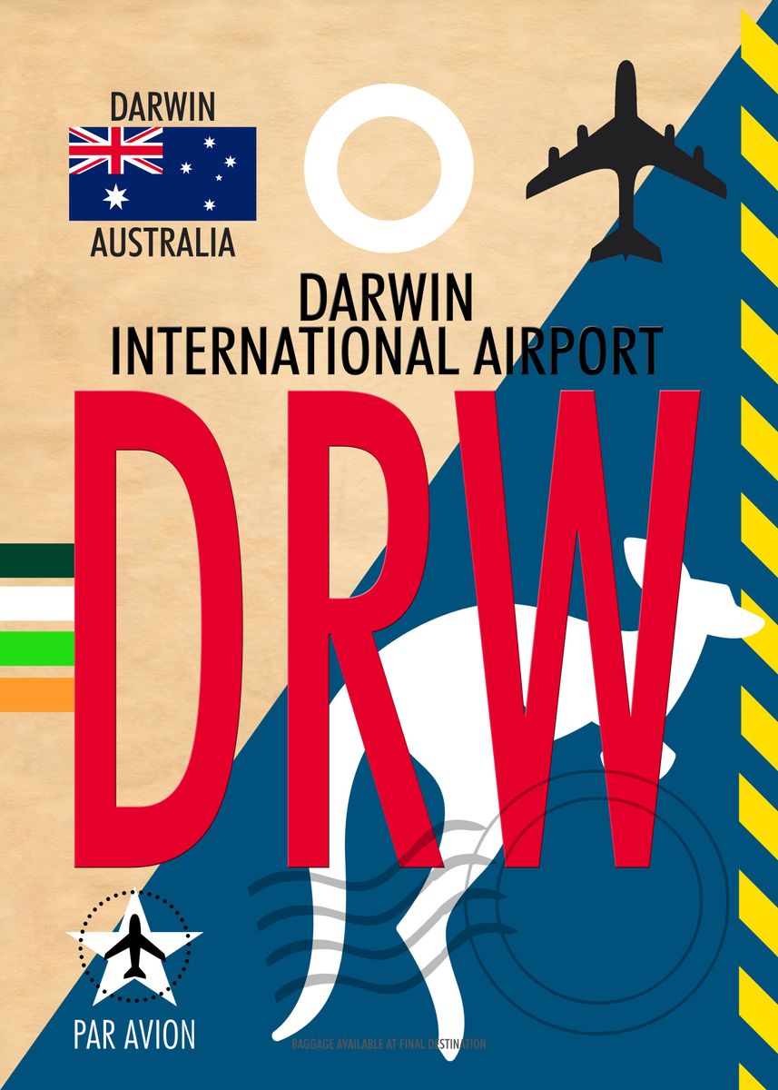 'DARWIN AIRPORT CODE DRW' Poster, picture, metal print, paint by Atomic ...