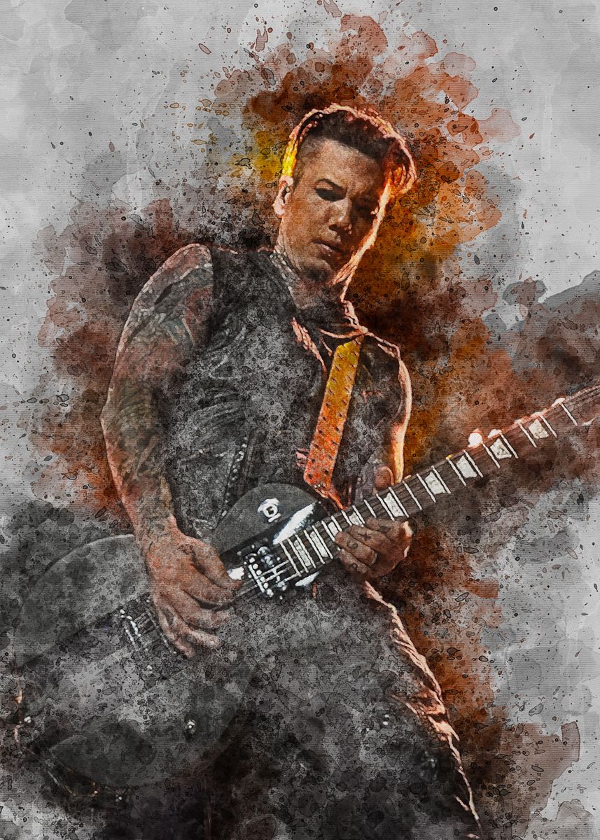 'DJ Ashba ' Poster, picture, metal print, paint by BFM STUDIO | Displate