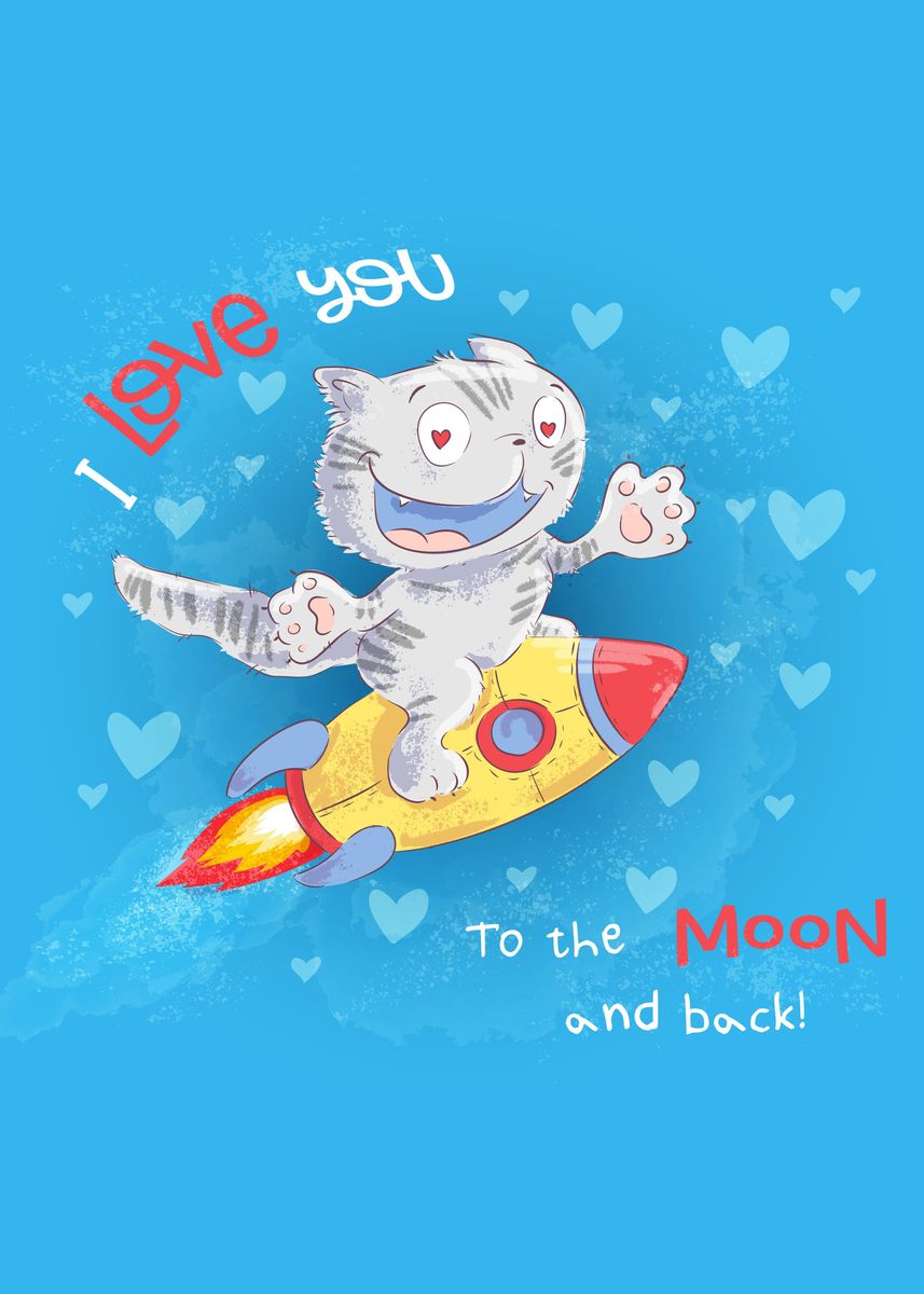 'Cat flying at the Rocket' Poster by Max Ronn | Displate