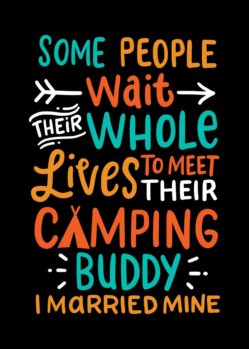 'Camping Buddy Funny Hiking' Poster, picture, metal print, paint by ...