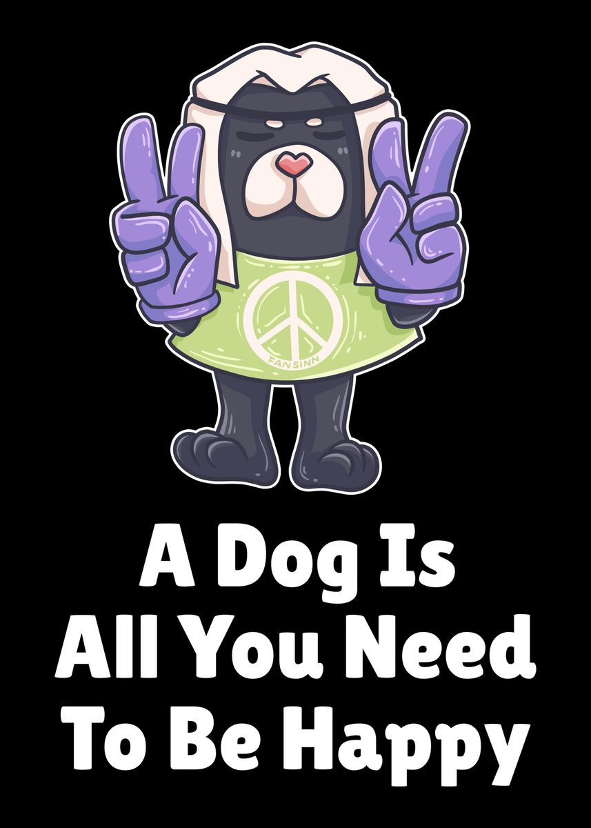 'Dog puppy saying happy gif' Poster, picture, metal print, paint by ...