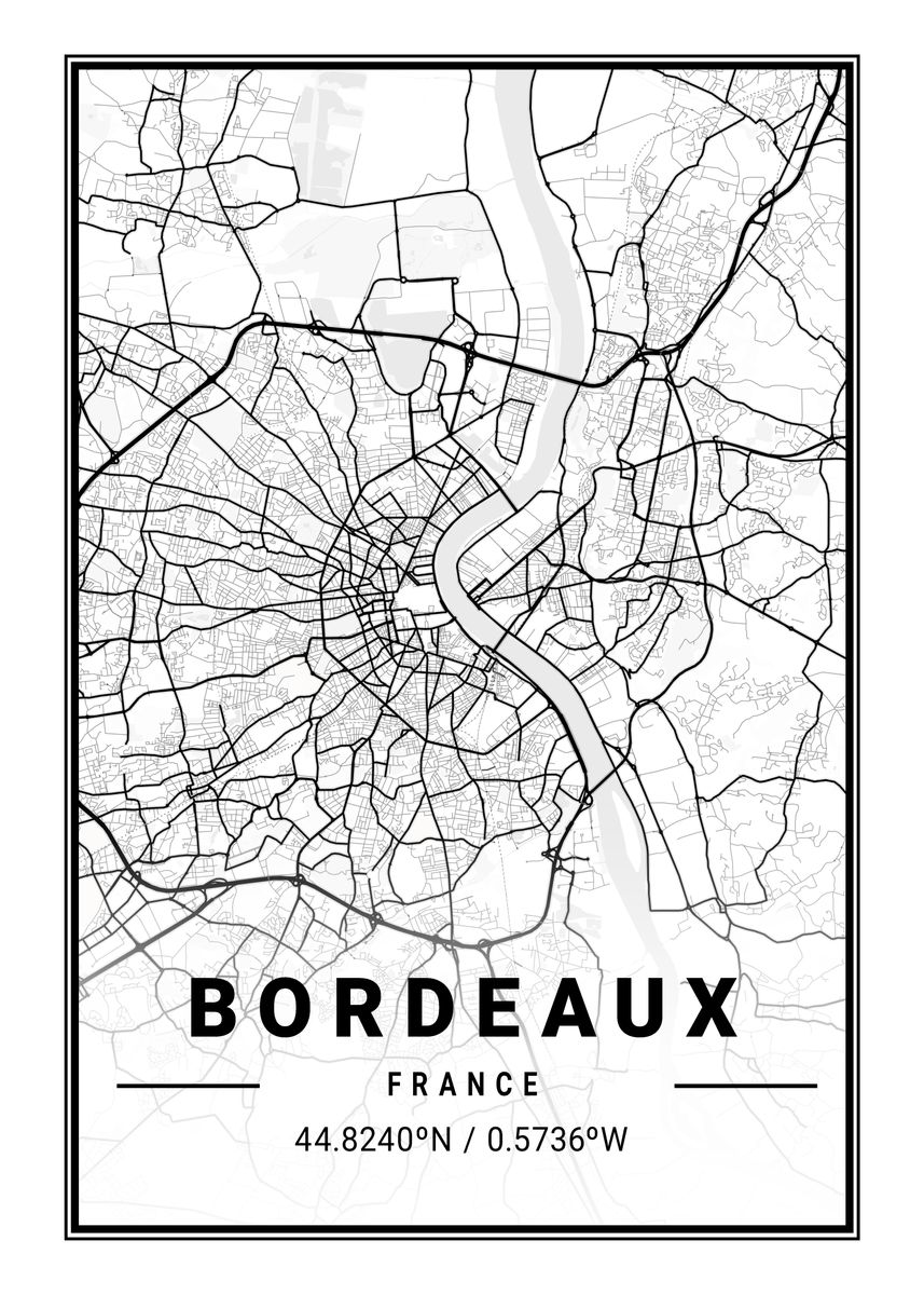 'Bordeaux Light City Map' Poster by Tien Stencil | Displate