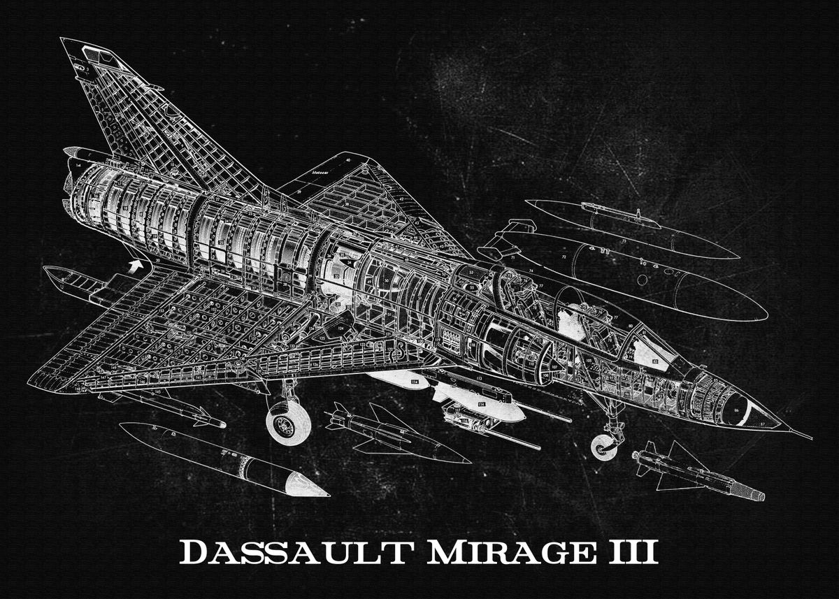 'Dassault Mirage III' Poster by JAT DESIGNS | Displate