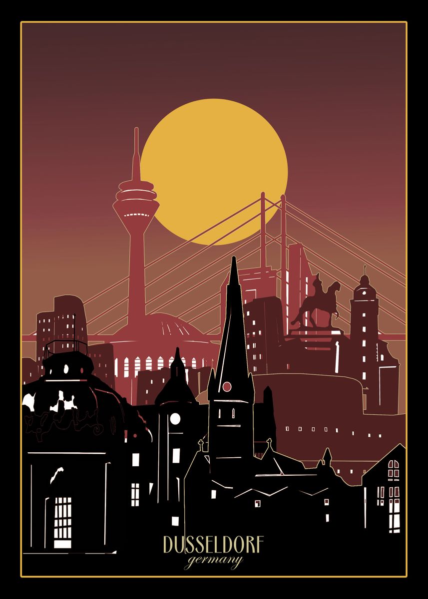 'dusseldorf city minimal 3' Poster by Bekim Art | Displate