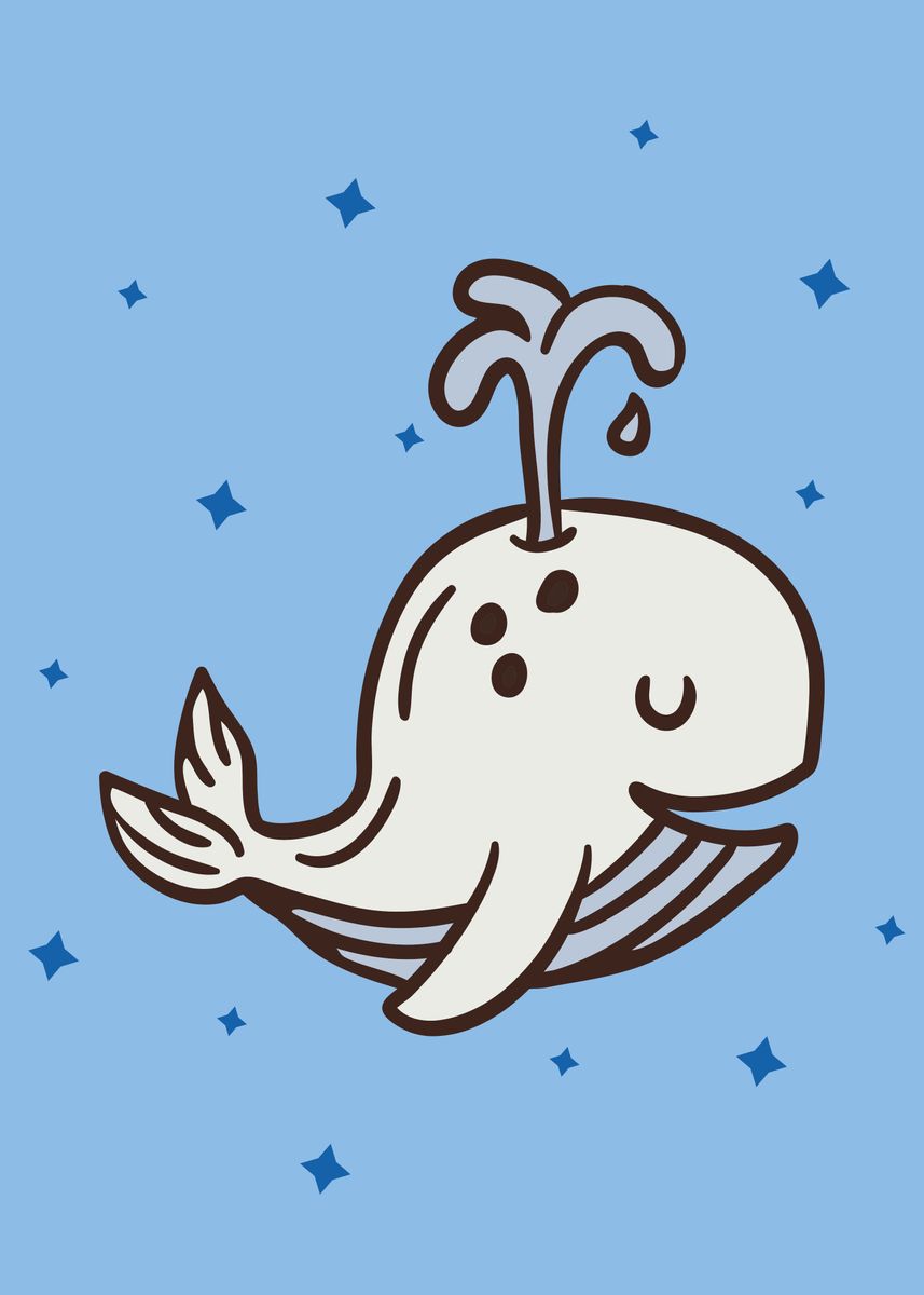 'Cute Wale' Poster, picture, metal print, paint by David Godbehere ...