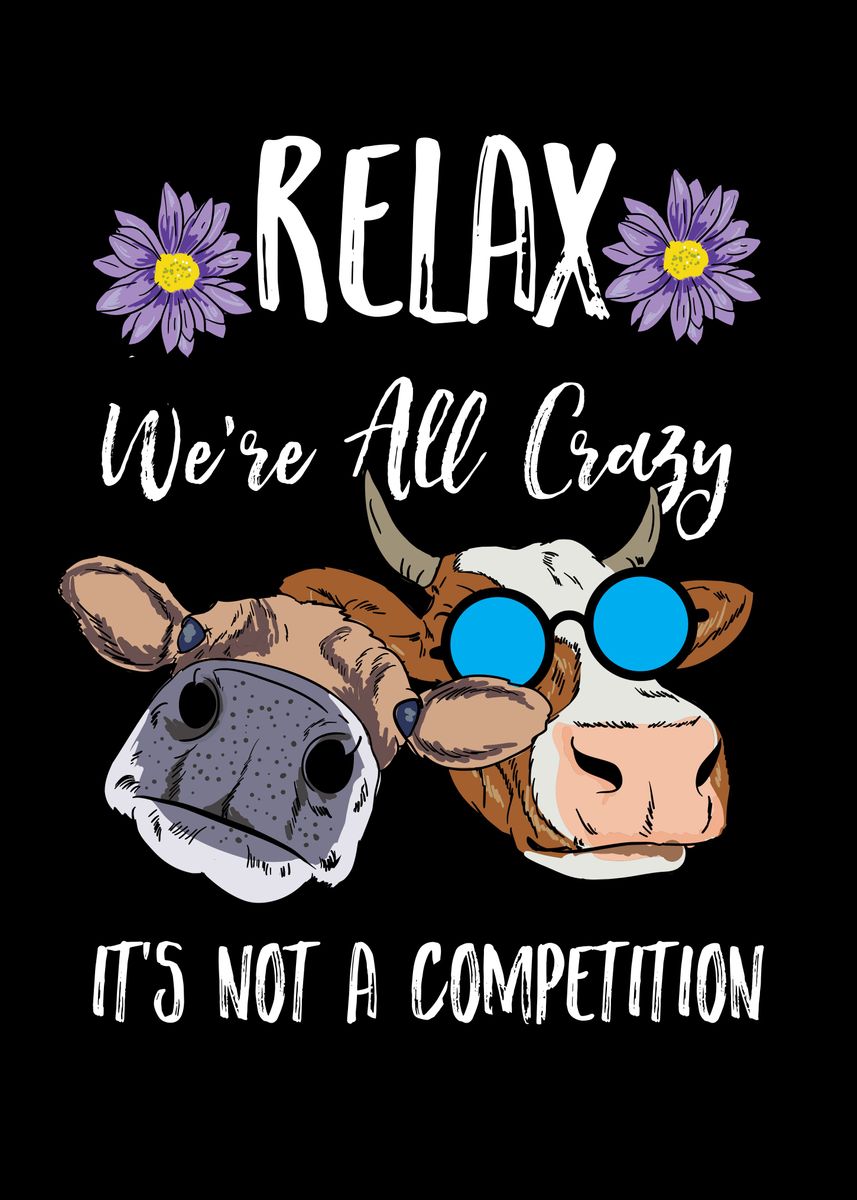 'Crazy Cows' Poster, picture, metal print, paint by Betsytiptoe | Displate