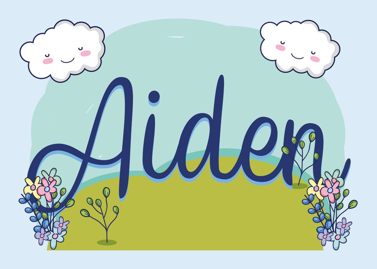 'AIDEN Baby Name Sign Gift' Poster by Ingo Helmet | Displate