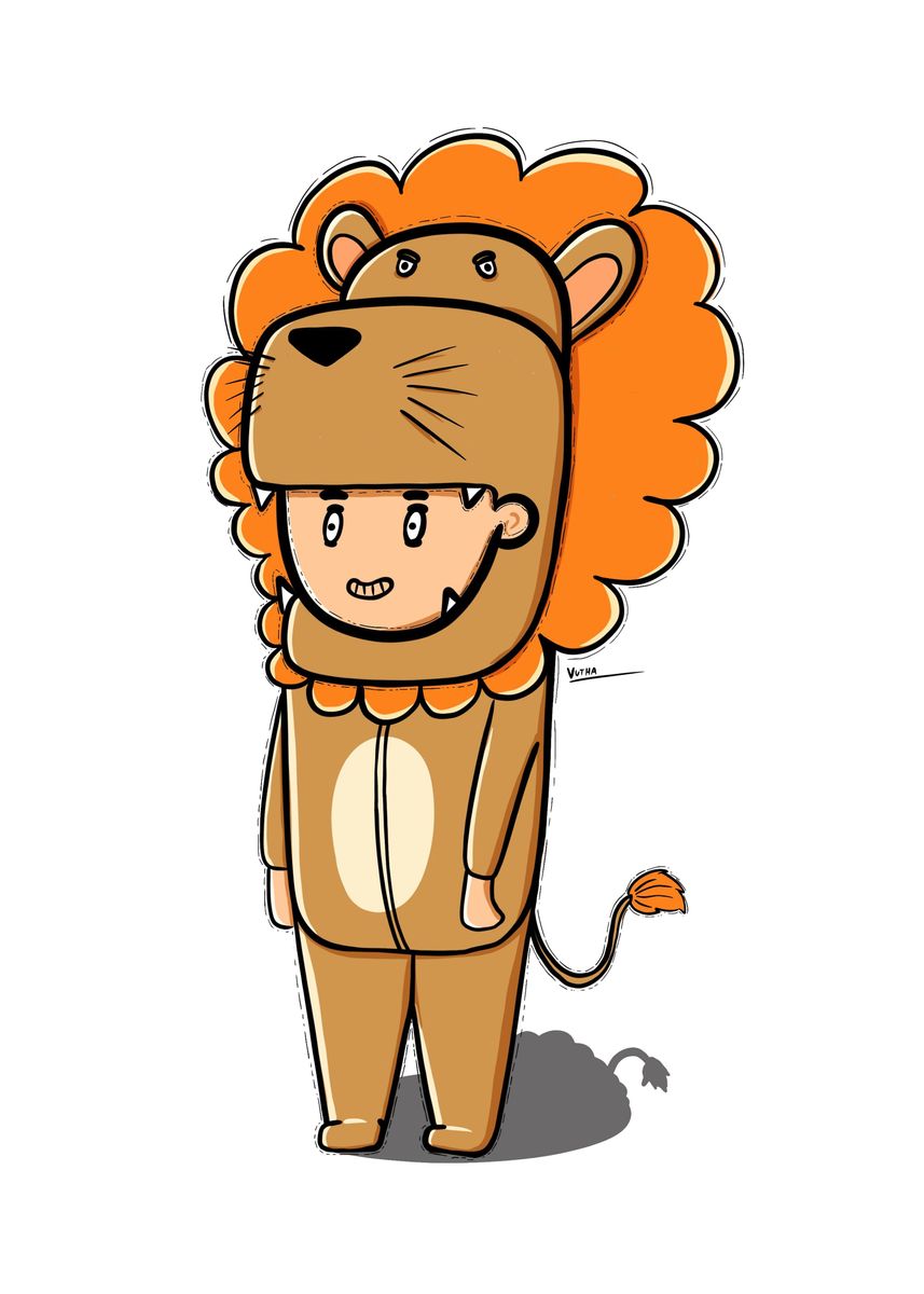 'Lion Cute Costume' Poster, picture, metal print, paint by Vutha Hok | Displate