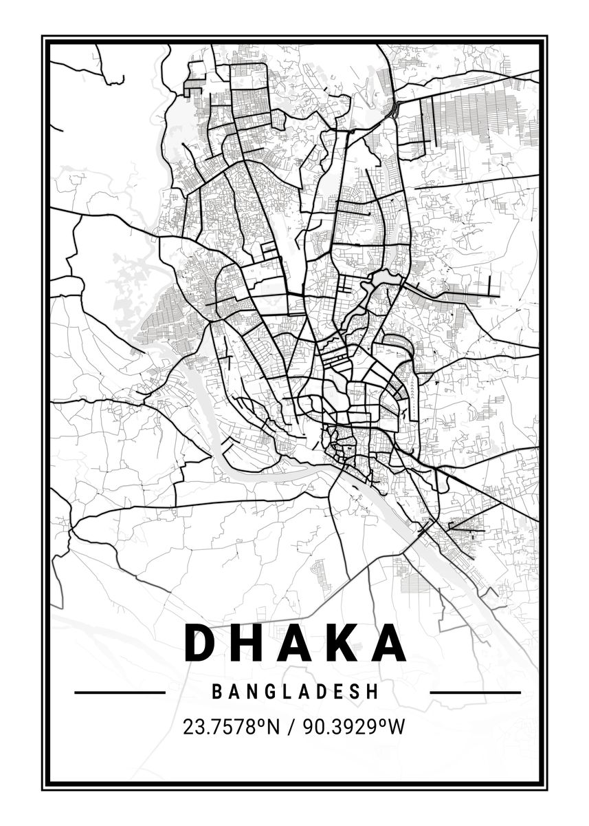 'Dhaka Light City Map' Poster, picture, metal print, paint by Tien ...