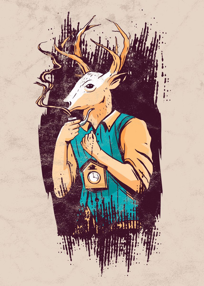 'Deer Man' Poster, picture, metal print, paint by David Godbehere ...
