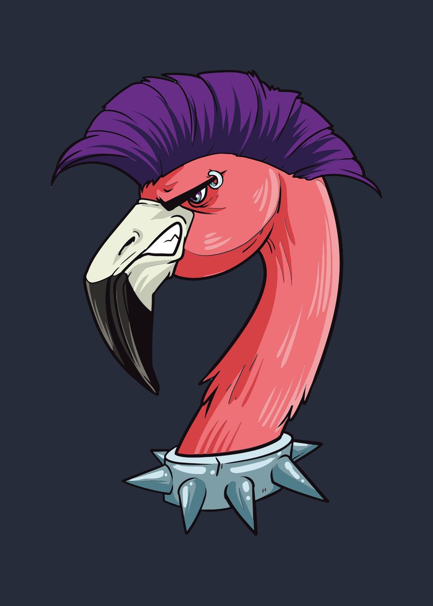 'Punk Flamingo' Poster, picture, metal print, paint by Guido Gottwald ...