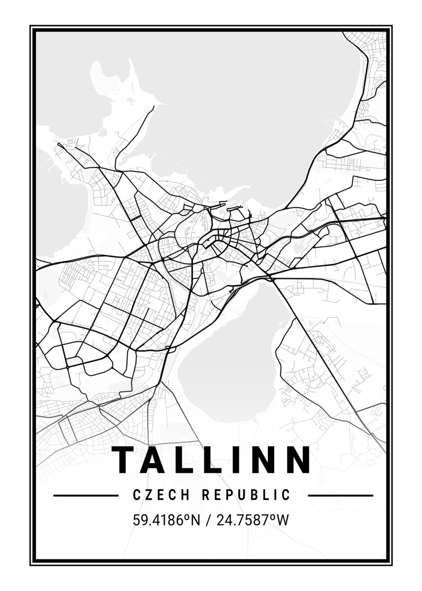 'Tallinn Light City Map' Poster, picture, metal print, paint by Tien ...