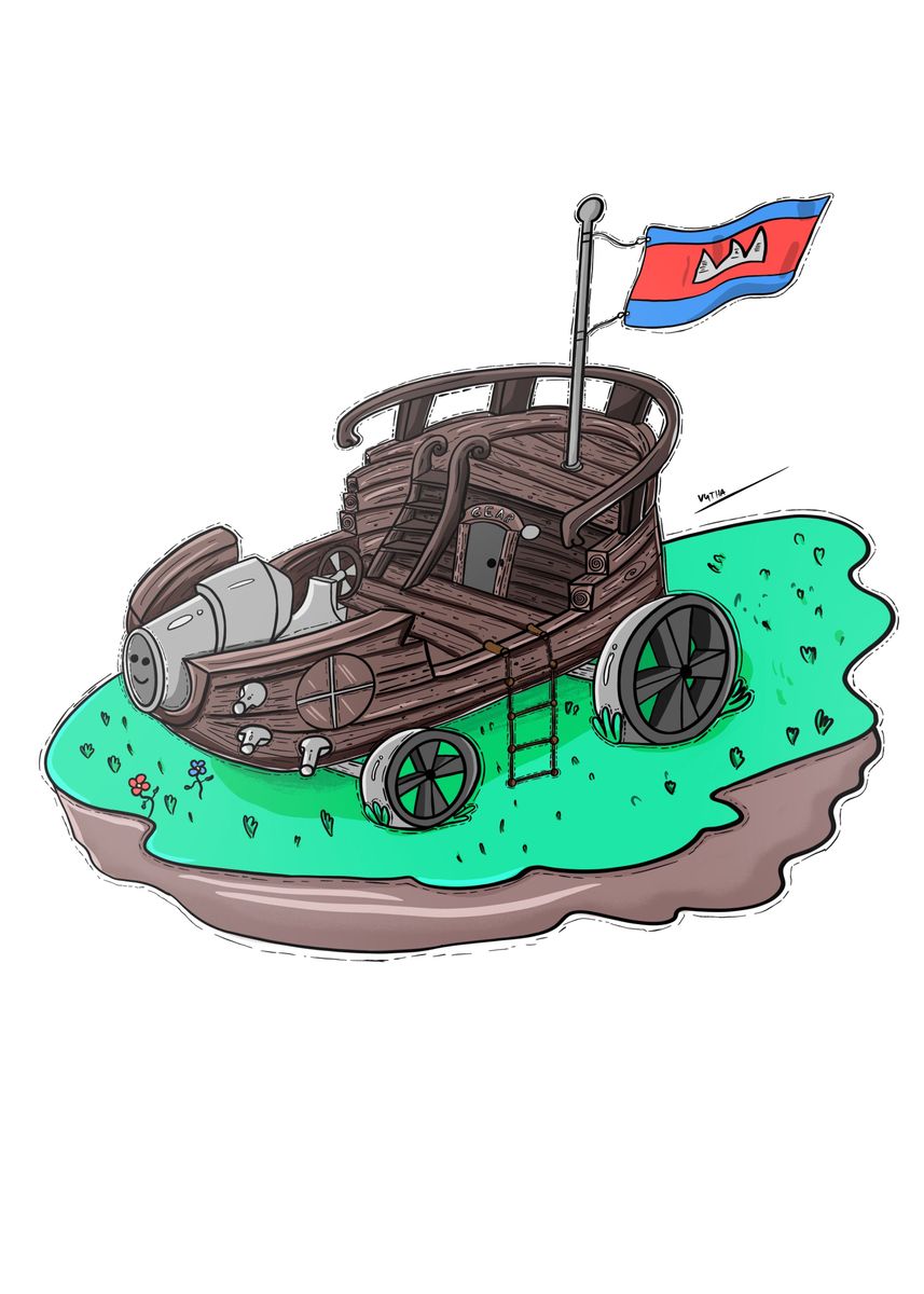 'Cartoon Wood Canon' Poster, picture, metal print, paint by Vutha Hok ...