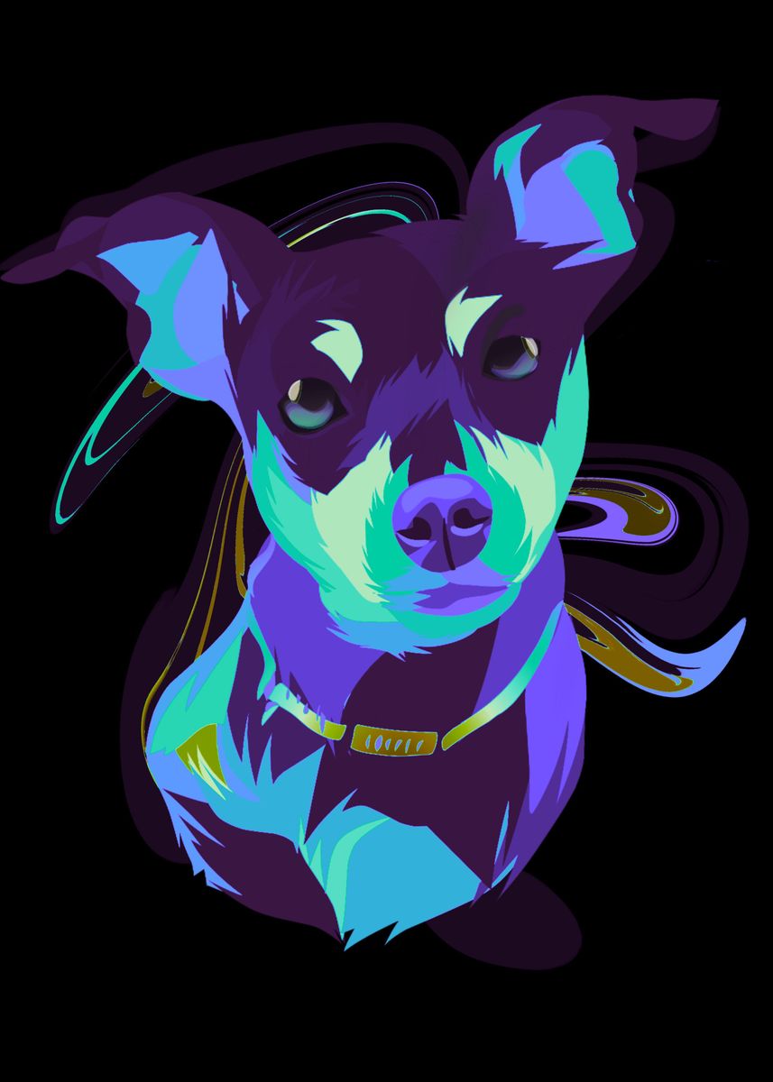 'colorful cool dog' Poster, picture, metal print, paint by Fadya ...