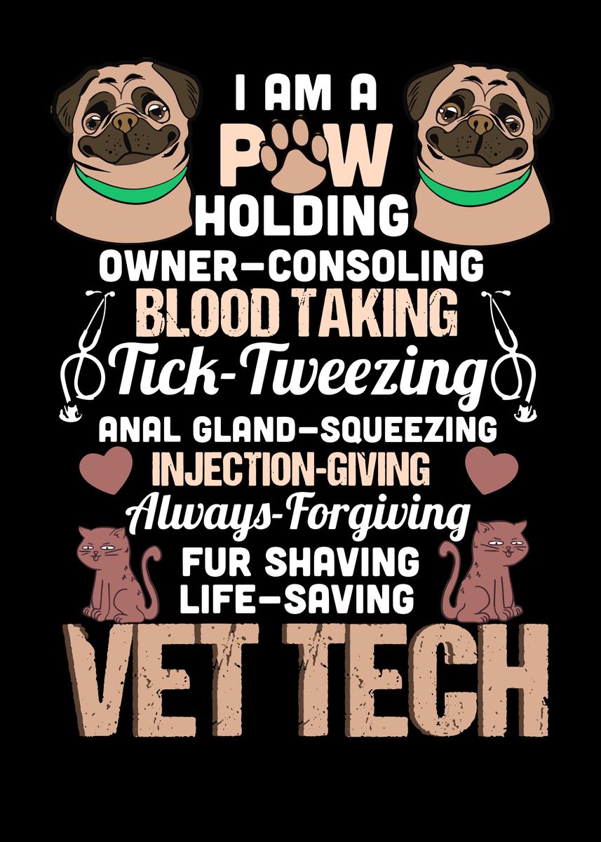 'Funny Vet Tech Gift' Poster, picture, metal print, paint by Andrea ...