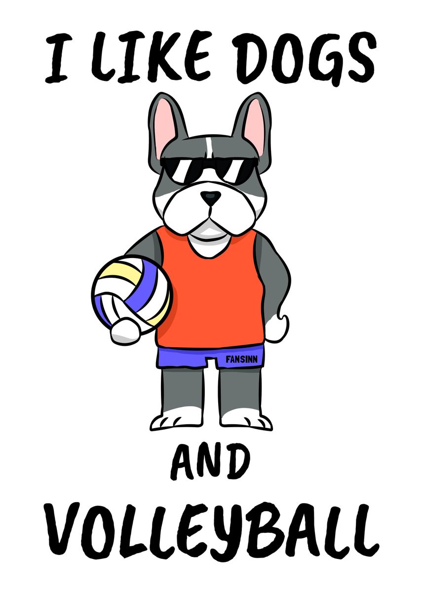 'Volleyball Dog Sports spel' Poster, picture, metal print, paint by ...