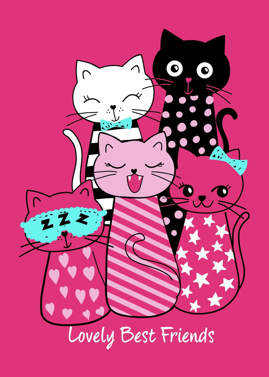 'Cute Cats best friends' Poster by Max Ronn | Displate