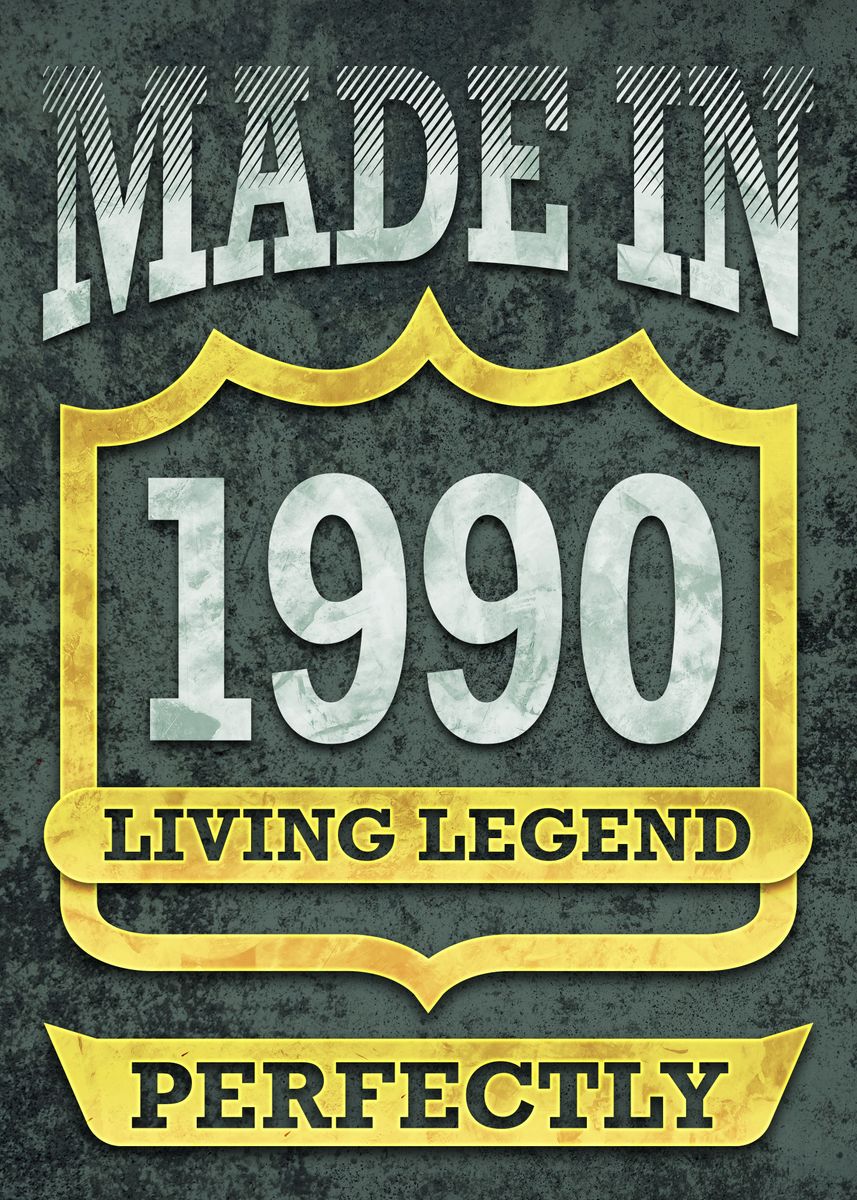 'Made In 1990 Birthday Gift' Poster, picture, metal print, paint by ...