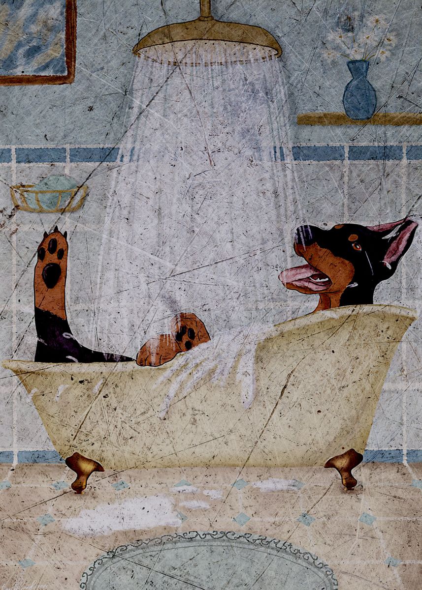 'Doberman' Poster, picture, metal print, paint by Nick Cournoyer | Displate