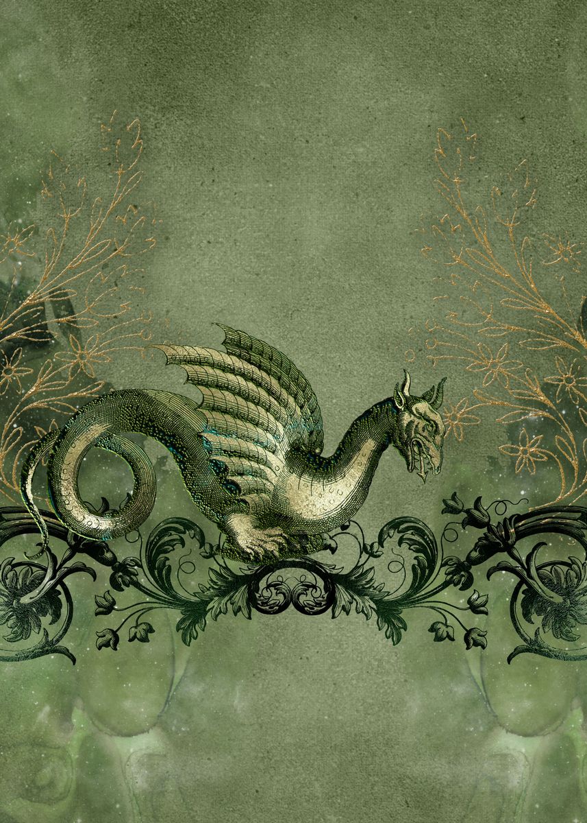 'Green dragon' Poster, picture, metal print, paint by Heike Köhnen ...