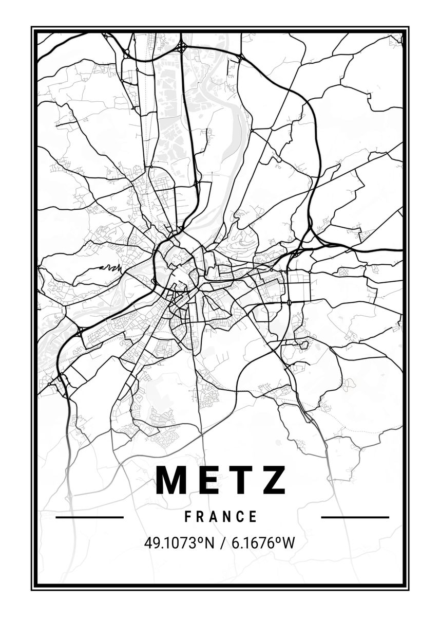 'Metz Light City Map' Poster by Tien Stencil | Displate