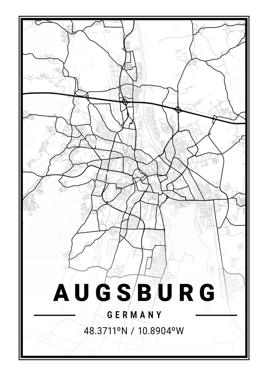 'Augsburg Light City Map' Poster by Tien Stencil | Displate