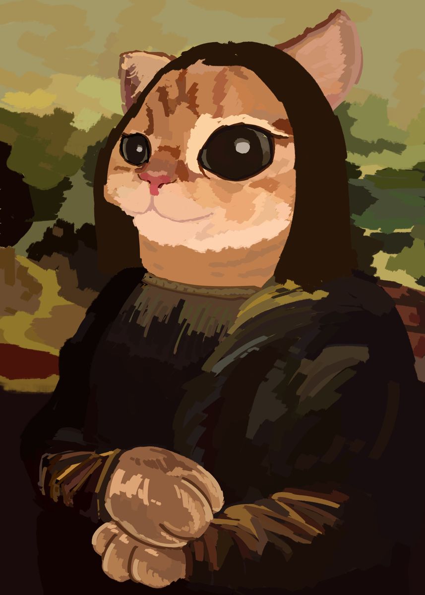 'Mona Lisa Cat Portrait' Poster, picture, metal print, paint by Max ...
