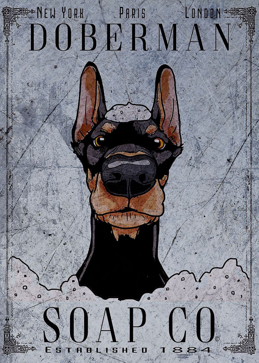 'Doberman' Poster, picture, metal print, paint by Nick Cournoyer | Displate