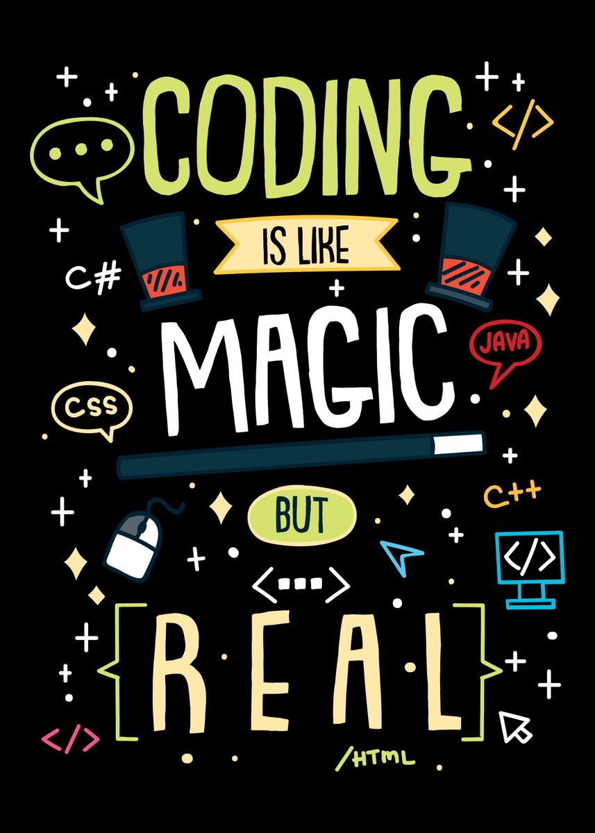 'Coding Is Like Magic But R' Poster by Uwe Seibert | Displate