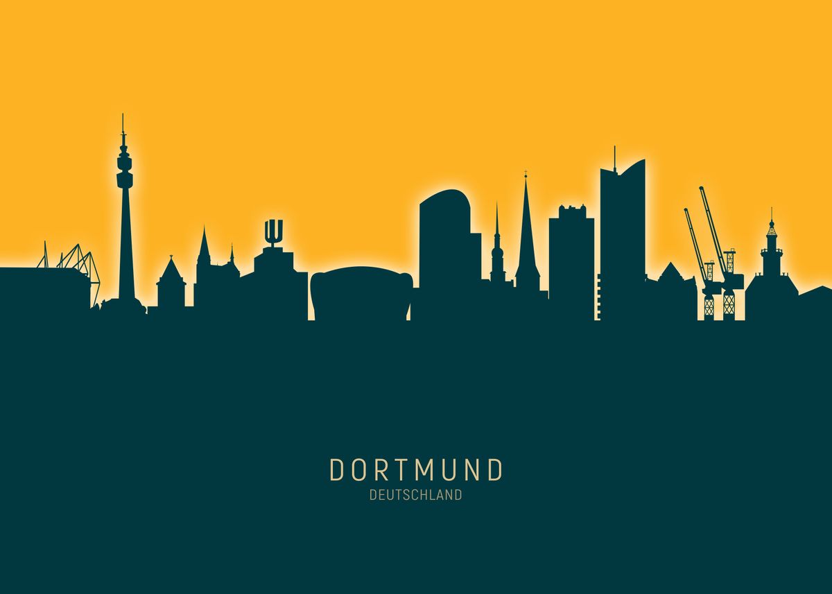'Dortmund Skyline' Poster by Michael Tompsett | Displate