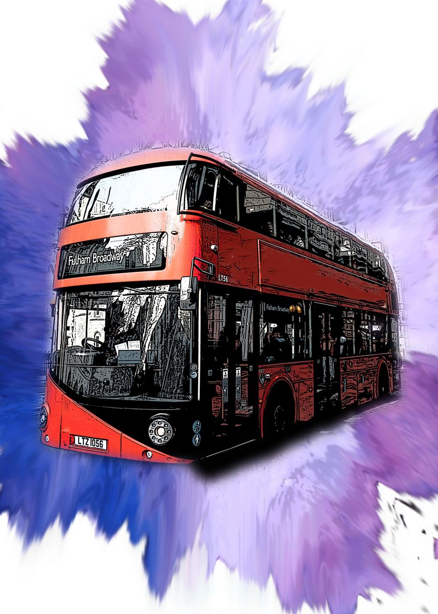 'Red Bus ArtWork' Poster, picture, metal print, paint by tomsevenseven ...