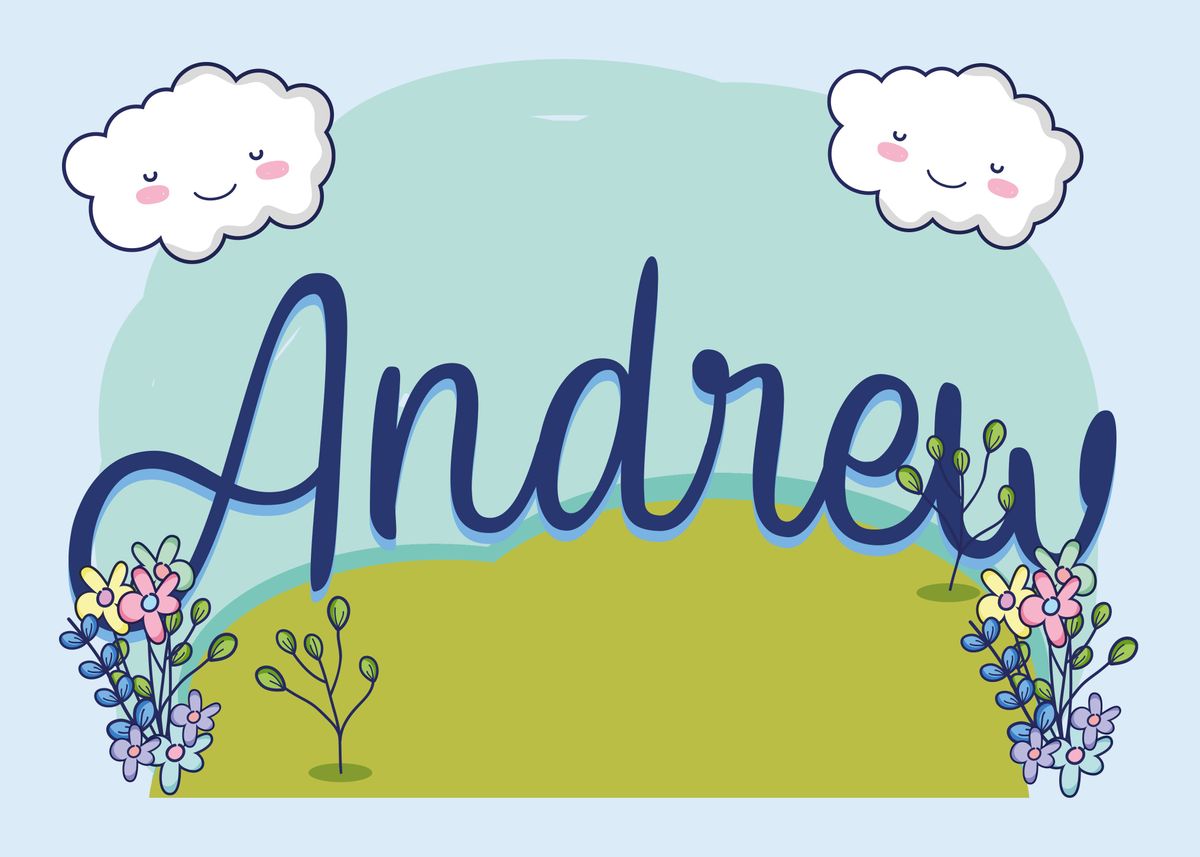 'ANDREW Baby Name Sign Gift' Poster by Ingo Helmet | Displate