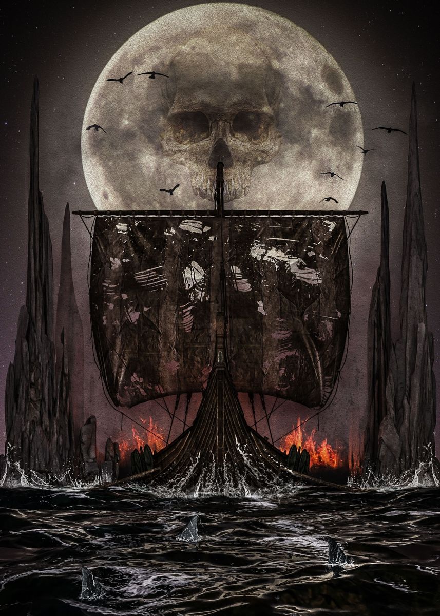 'Viking Ship Naglfar Norse' Poster, picture, metal print, paint by ...