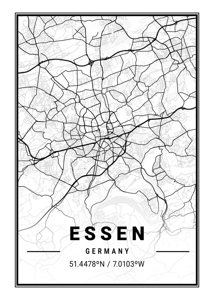 'Essen Light City Map' Poster by Tien Stencil | Displate