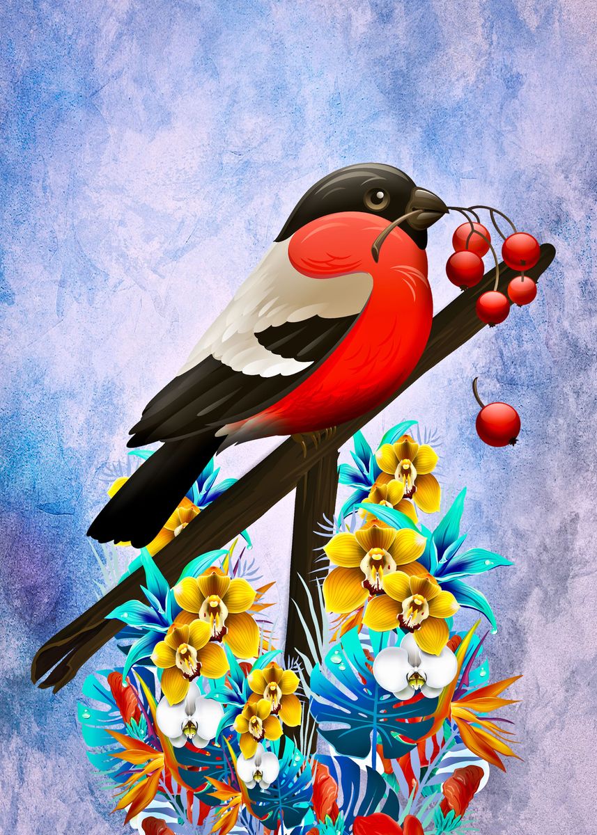 'Colorful Robin' Poster, picture, metal print, paint by ANDRE MCKAY ...