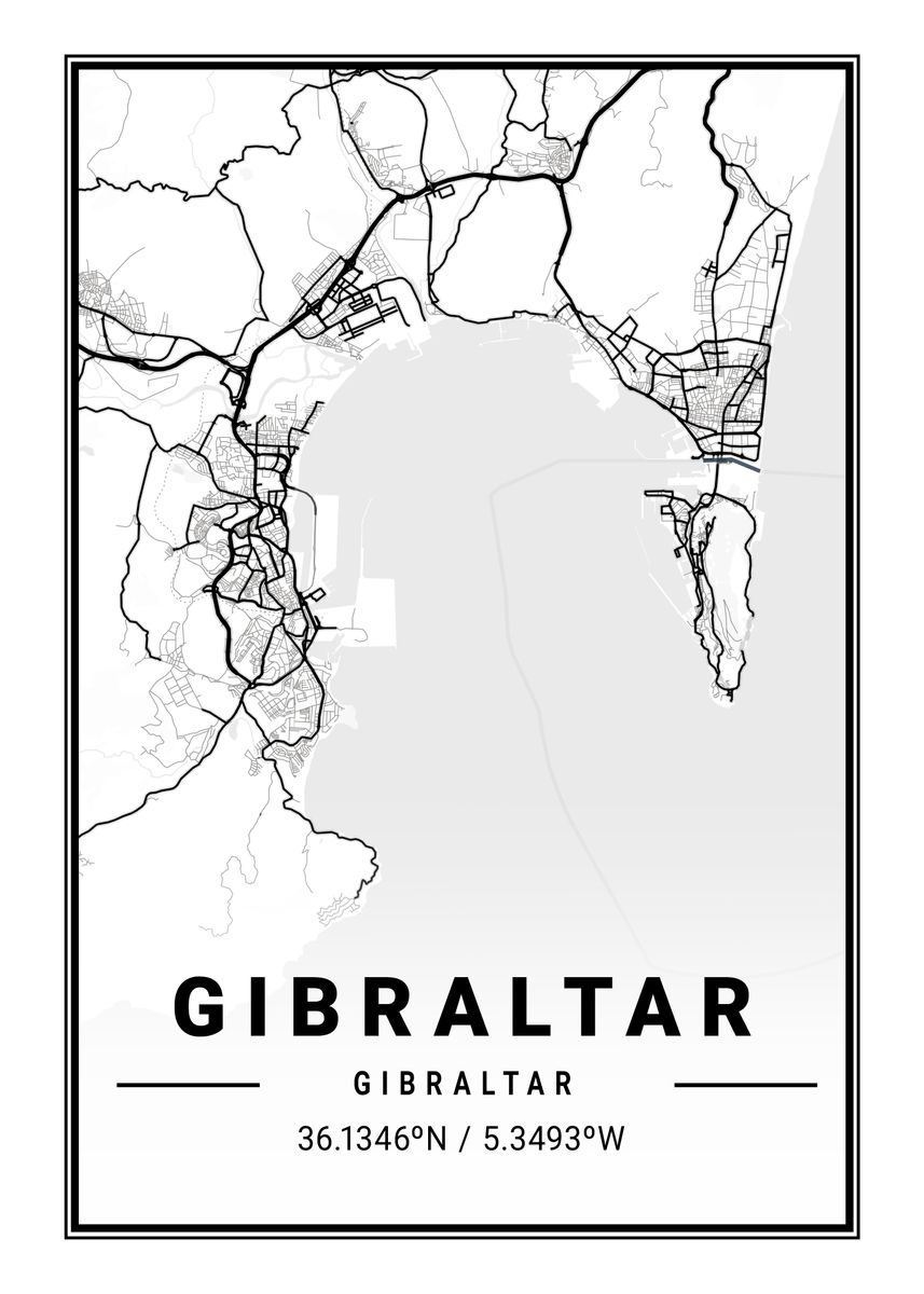 'Gibraltar Light City Map' Poster by Tien Stencil | Displate