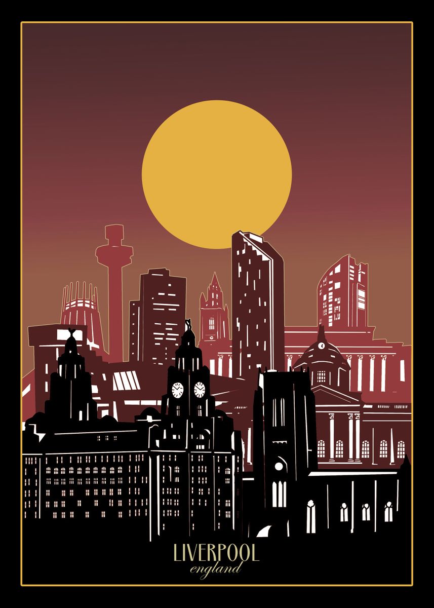 'liverpool city minimal 3' Poster, picture, metal print, paint by Bekim ...