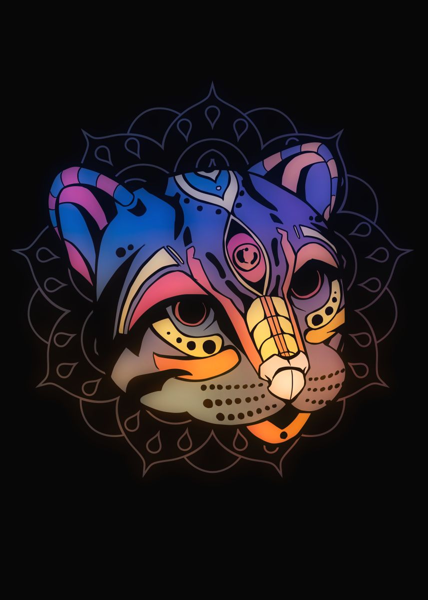 'Huichol Ocelot Design' Poster, picture, metal print, paint by Reinhard ...