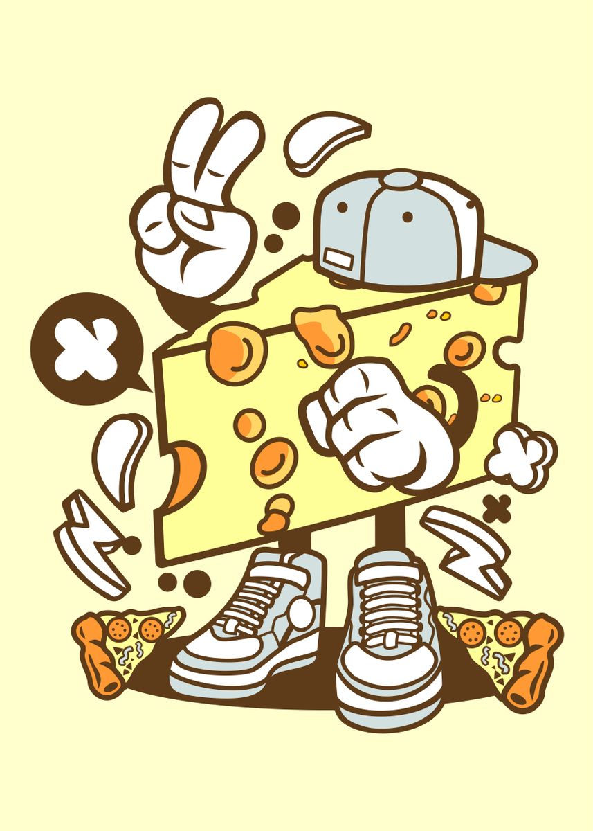 'Cartoon Cheese Man' Poster, picture, metal print, paint by Chris ...