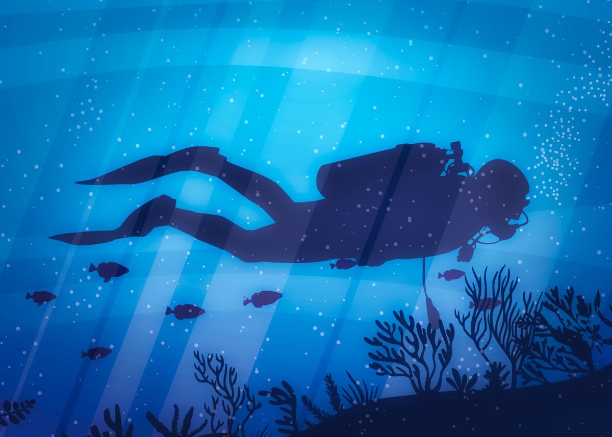 'Scuba Diver Design' Poster by Reinhard Reschner | Displate