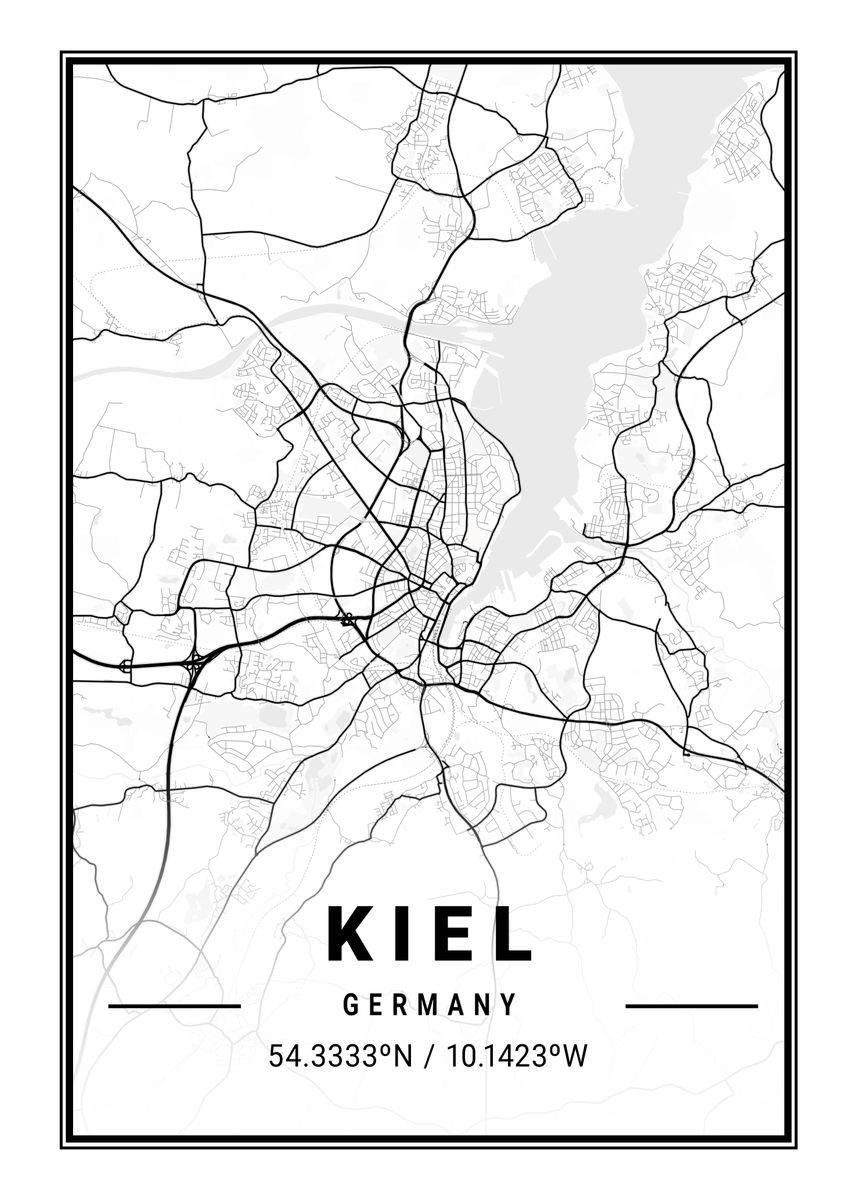 'Kiel Light City Map' Poster by Tien Stencil | Displate