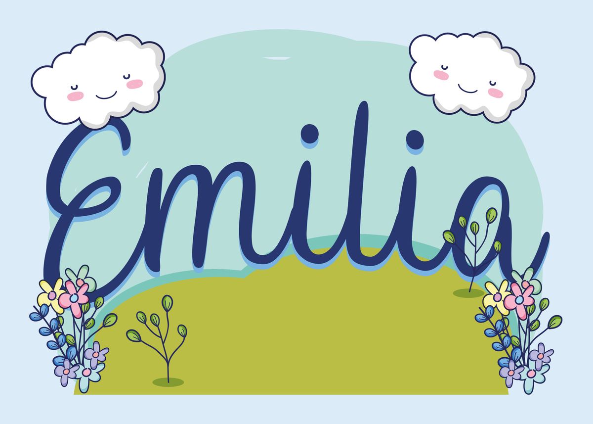 'EMILIA Baby Name Sign Gift' Poster by Ingo Helmet | Displate