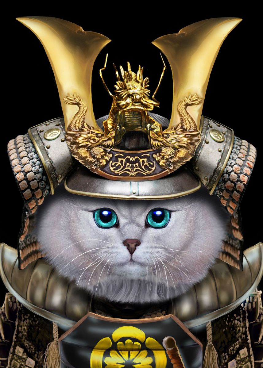 'Japan Samurai Warrior Cat' Poster by Fox Republic | Displate