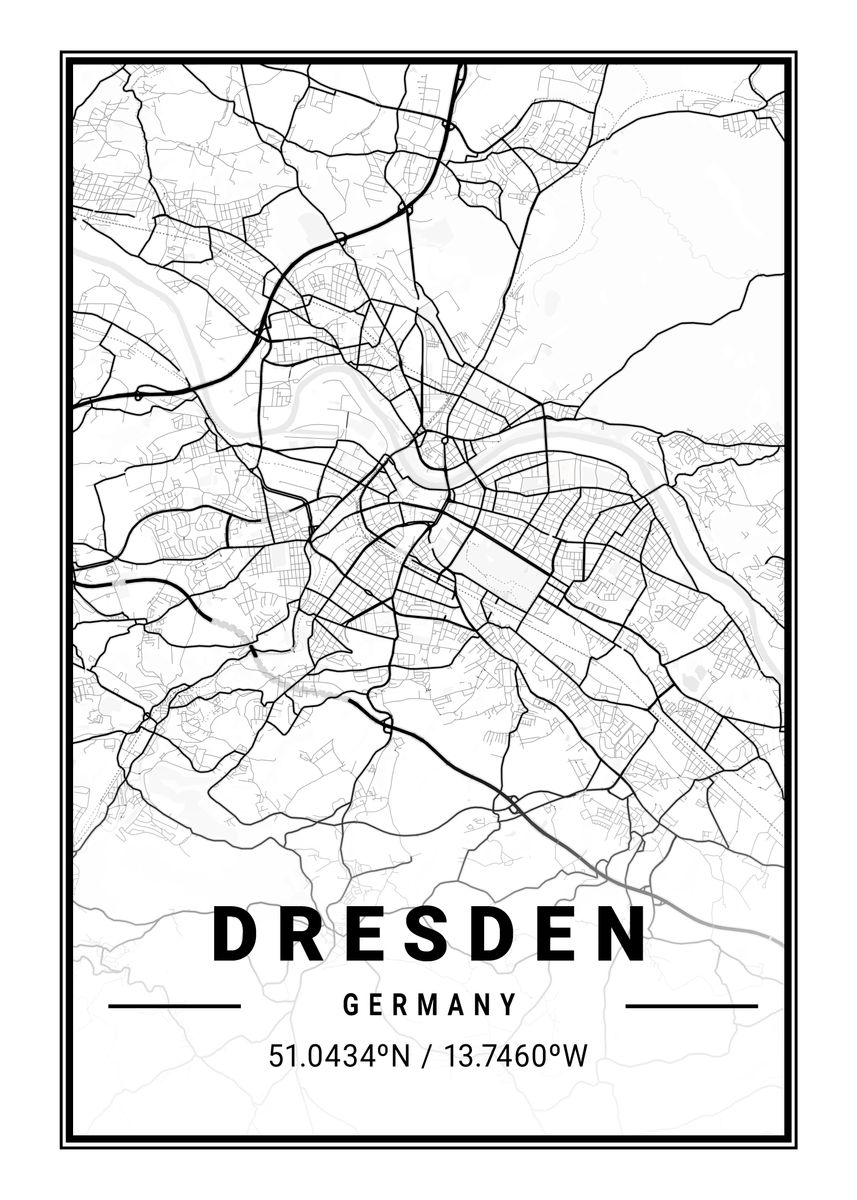 'Dresden Light City Map' Poster by Tien Stencil | Displate