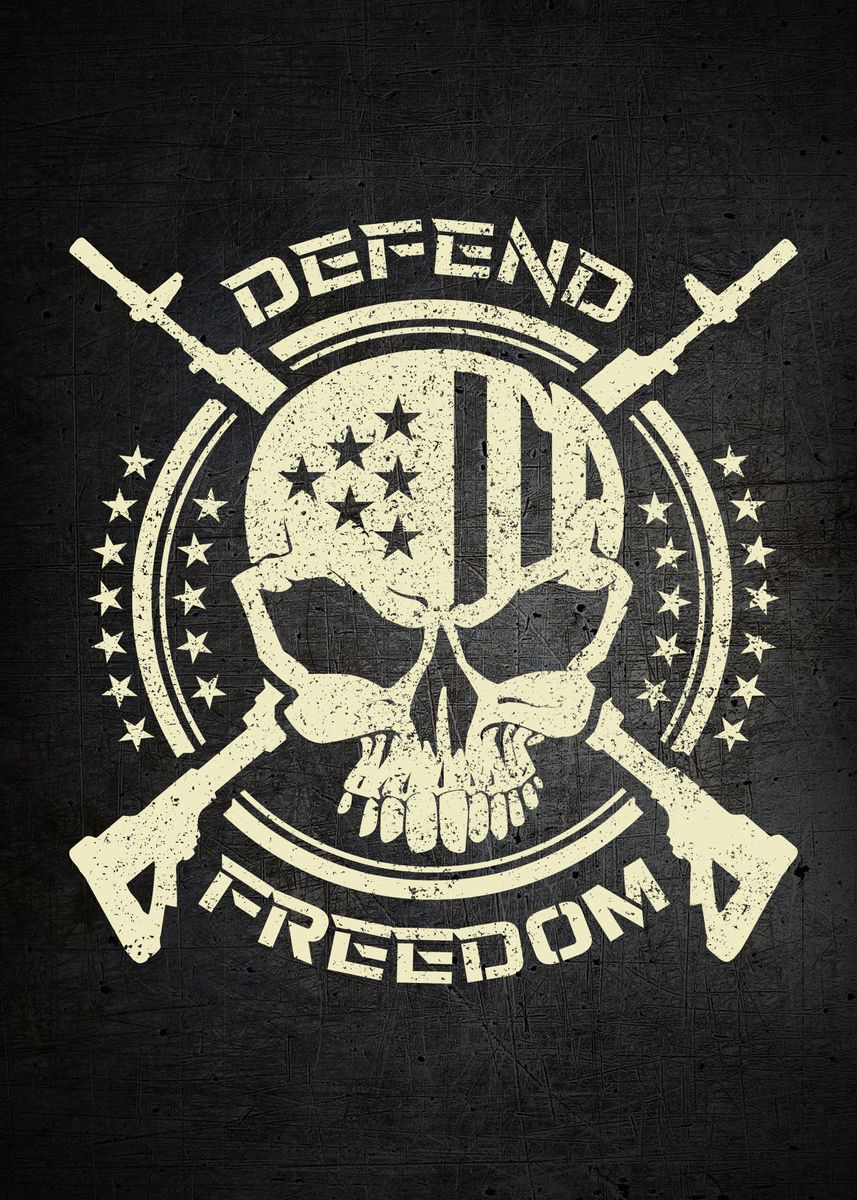 'Defend Freedom USA Skull' Poster, picture, metal print, paint by ...