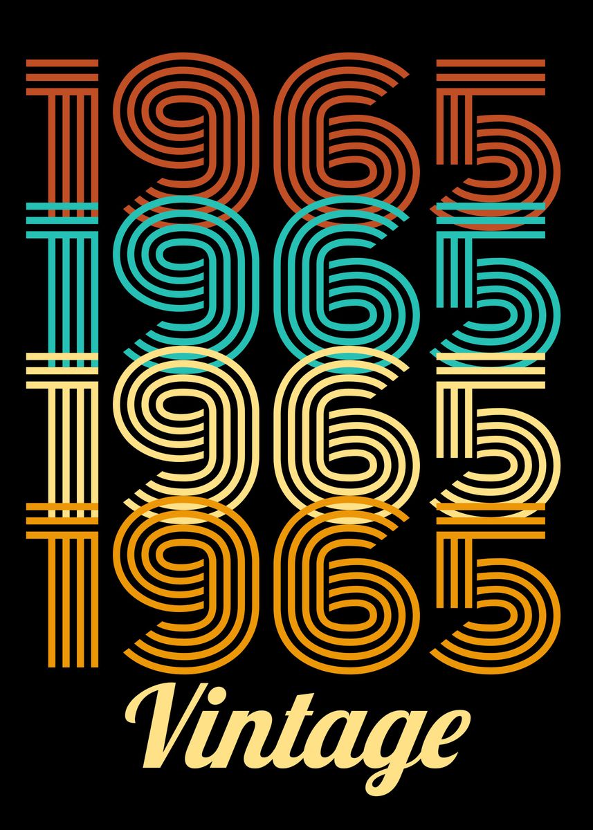 '1965 Year Birth Birthday' Poster, picture, metal print, paint by ...