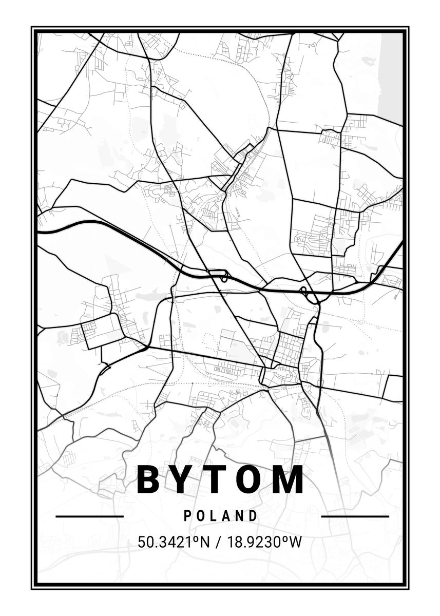 'Bytom Light City Map' Poster, picture, metal print, paint by Tien ...