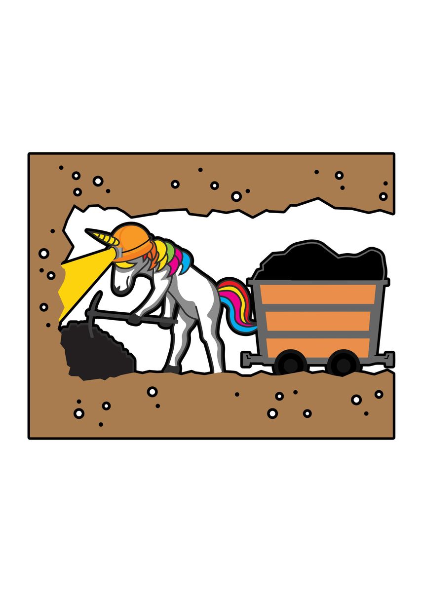 'Unicorn Mining Pit Coal' Poster, picture, metal print, paint by ...