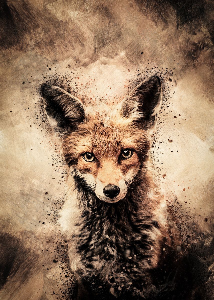'Staring Fox' Poster, picture, metal print, paint by Kilo Byte | Displate