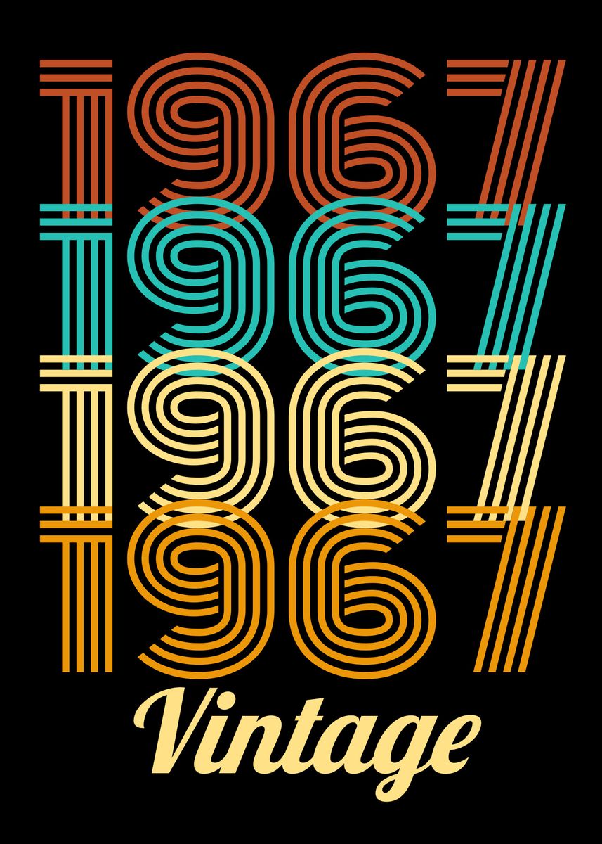 '1967 Year Of Birth Gift' Poster, picture, metal print, paint by Andrea ...